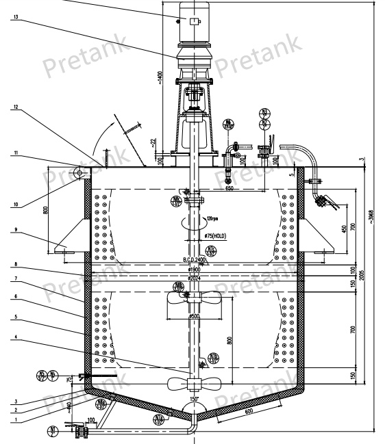 Double jacket Stainless steel Daily Use Chemical Mixing Tank Manufacture